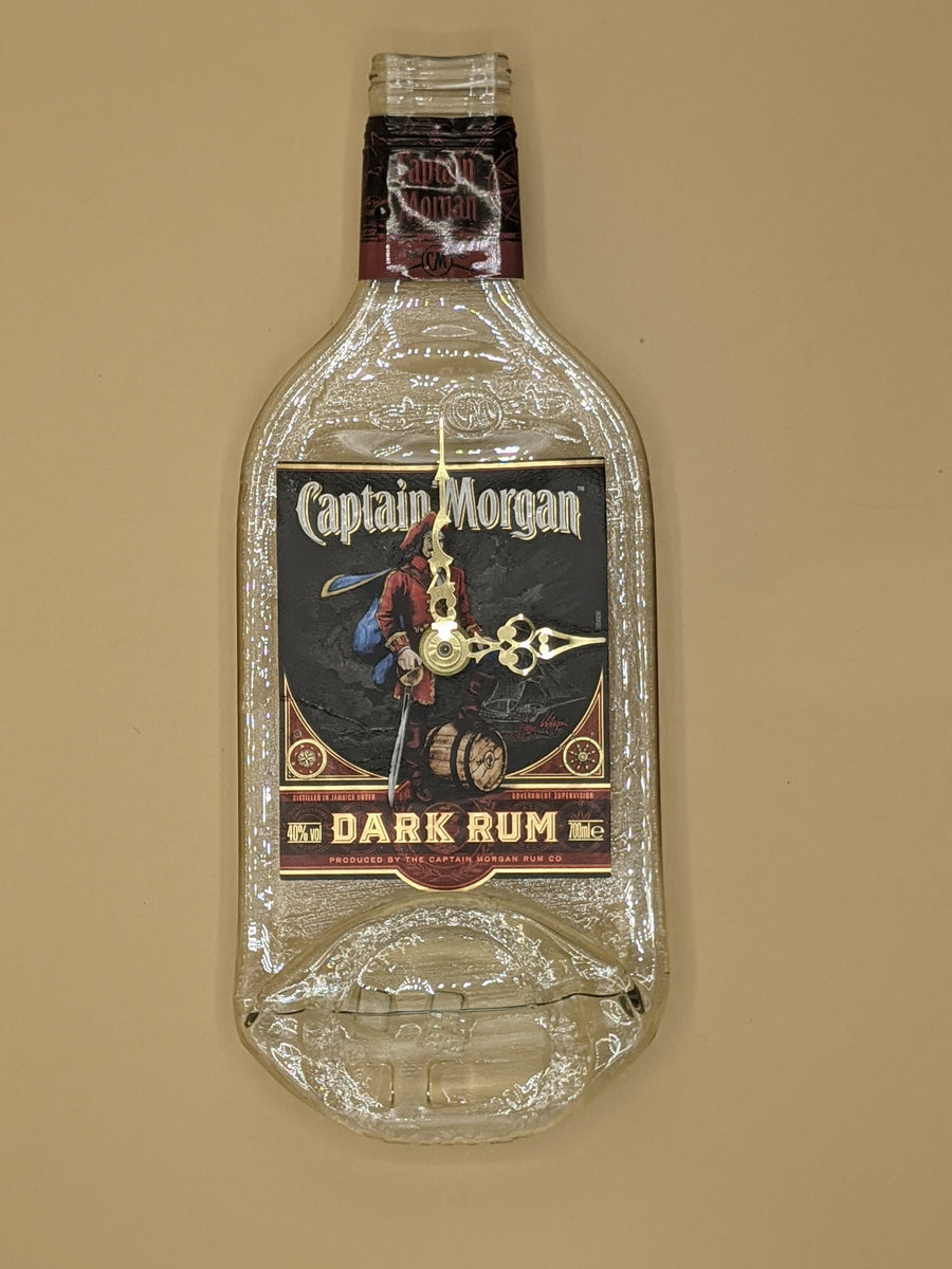 Captain Morgan dark bottle clock – Rewind Glass